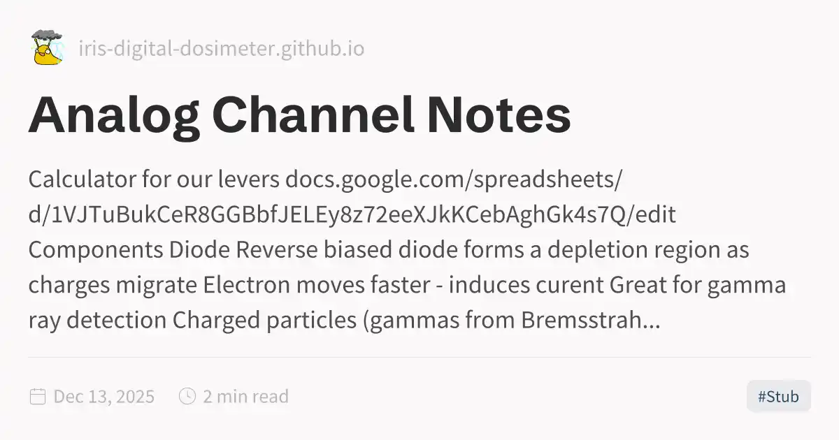 Analog Channel Notes